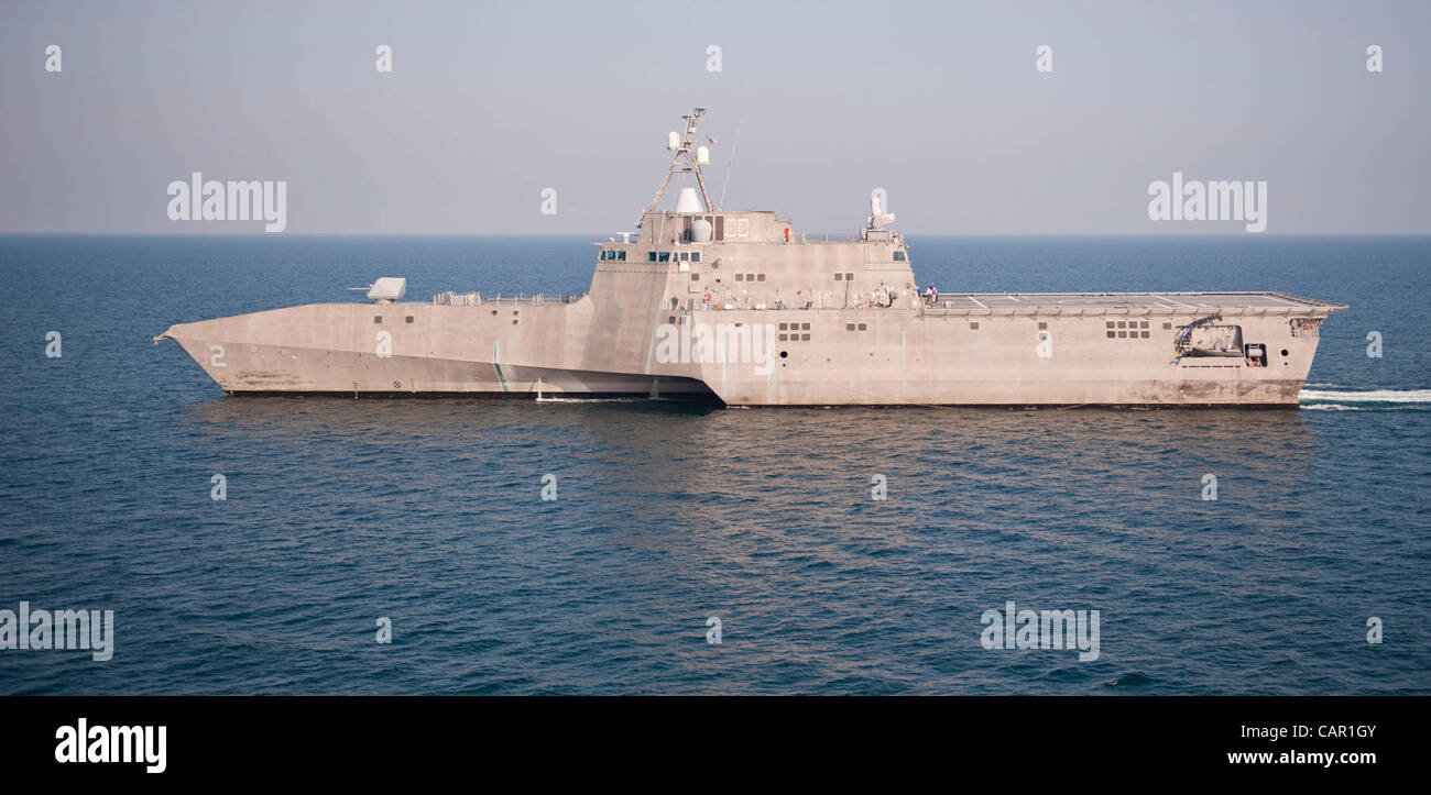 The USS Independence (LCS 2), a littoral combat ship, is seen steaming ...