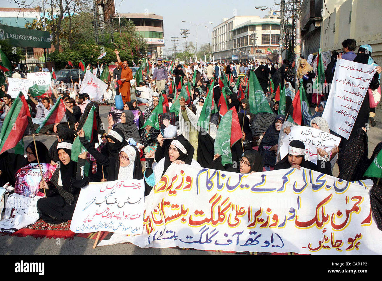 Supporters of Majlis Wahdat-e-Muslimeen (MWM) chant slogans against ...
