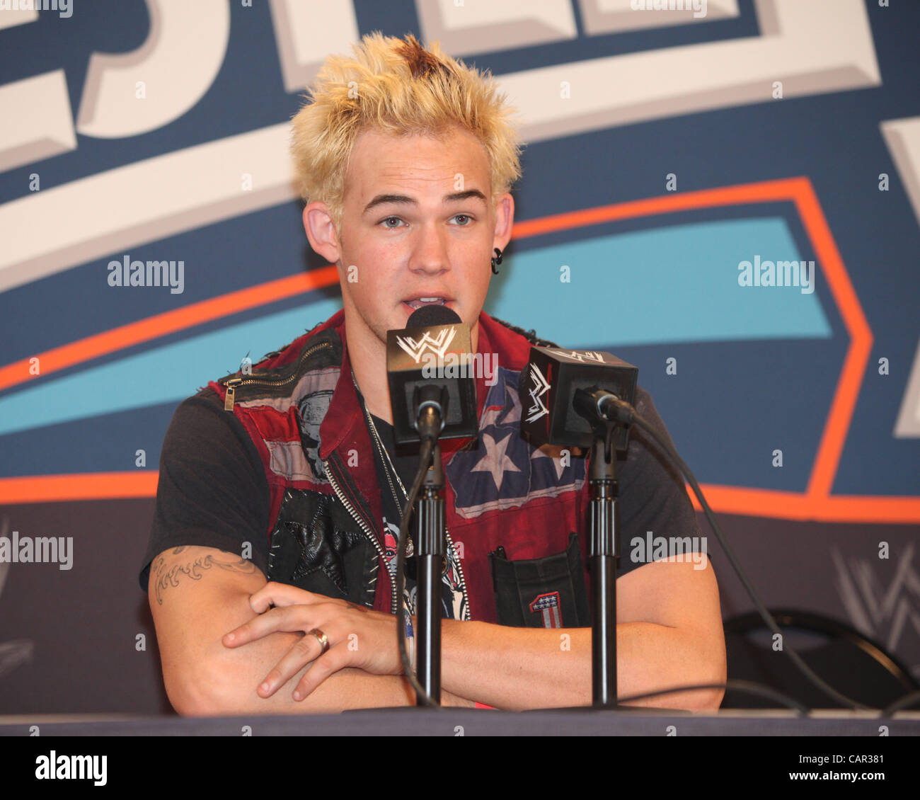 James Durbin, American Idol star, speaks to the media before ...