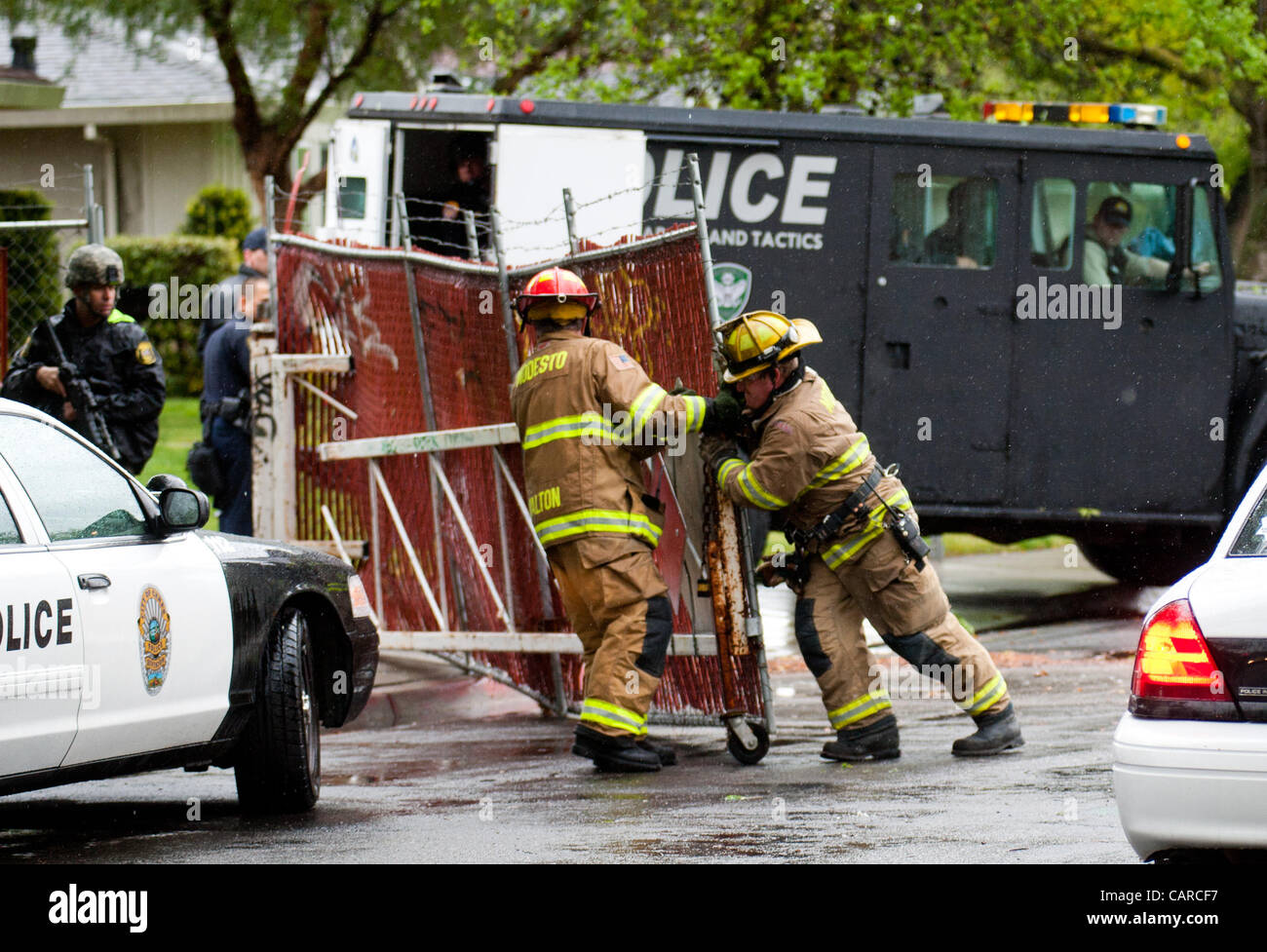 April 12, 2012 - Modesto, California, U.S. - Modesto Firefighters cut ...