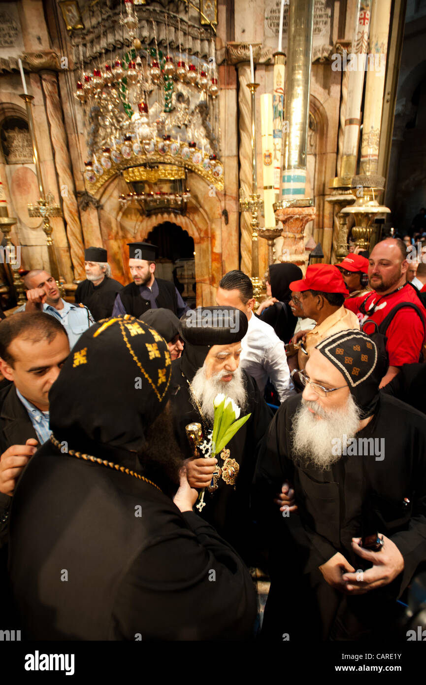 JERUSALEM - APRIL 13: Coptic Orthodox Bishop of Jerusalem Anba Abraham ...