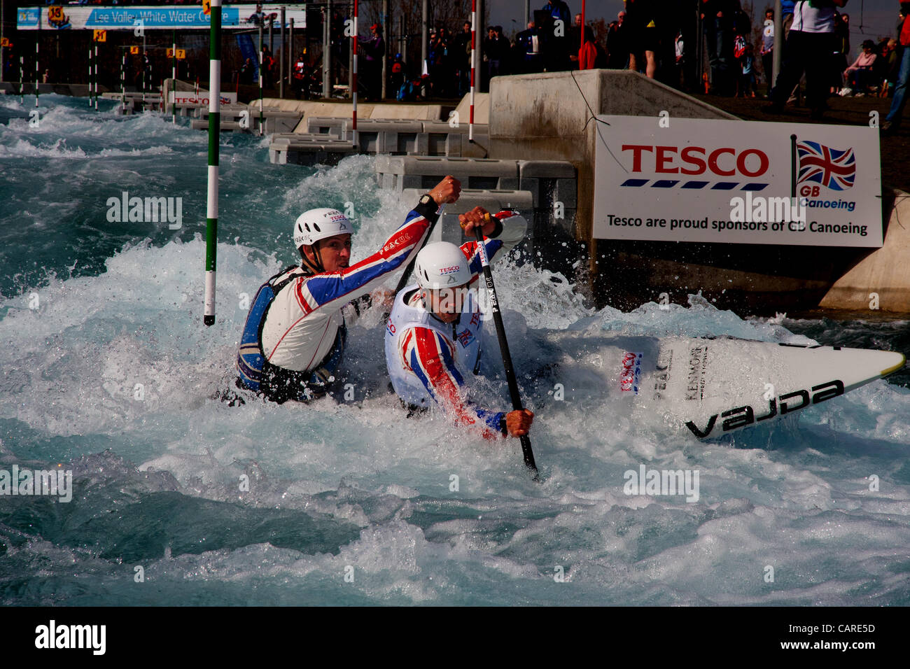 Tim Baillie (front) Etienne Stott go for GB selection in Mens C2 at Lea ...