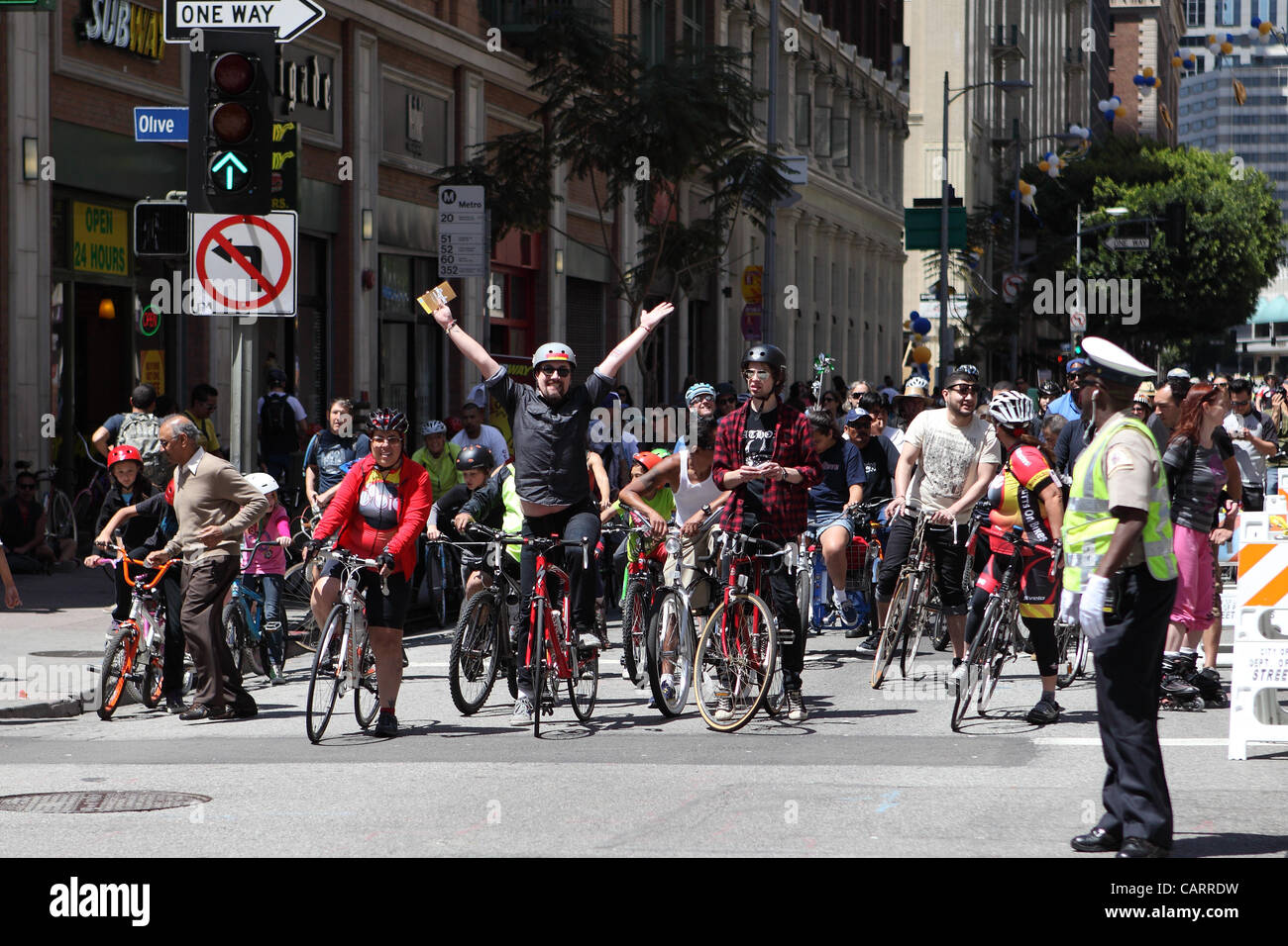 APRIL 15, 2012. Roads in Los Angeles, USA are temporarily closed to ...