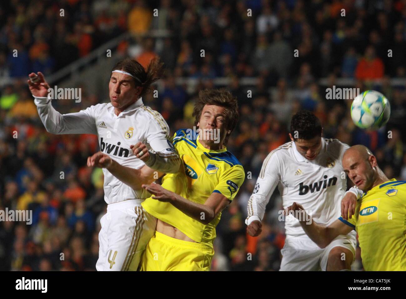 Sergio Ramos and Esteban Solari during the UEFA Champions League ...