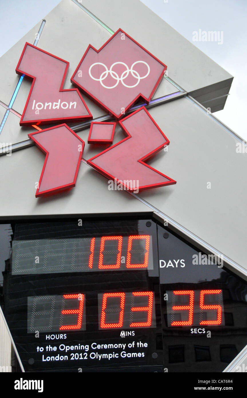 The Olympic clock in Trafalgar Square shows that there are 100 days ...