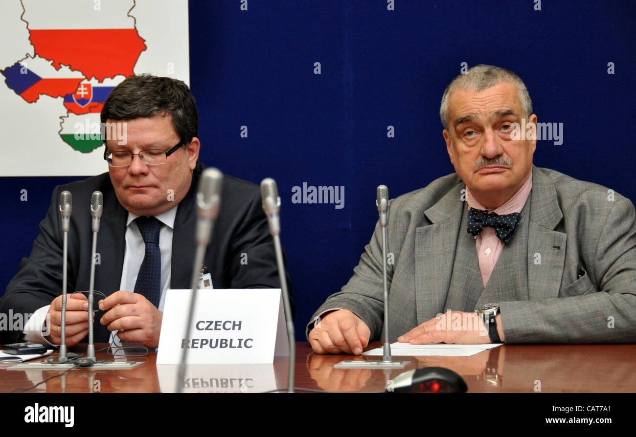 Czech minister of foreign affairs Karel Schwarzenberg (right) and Czech ...