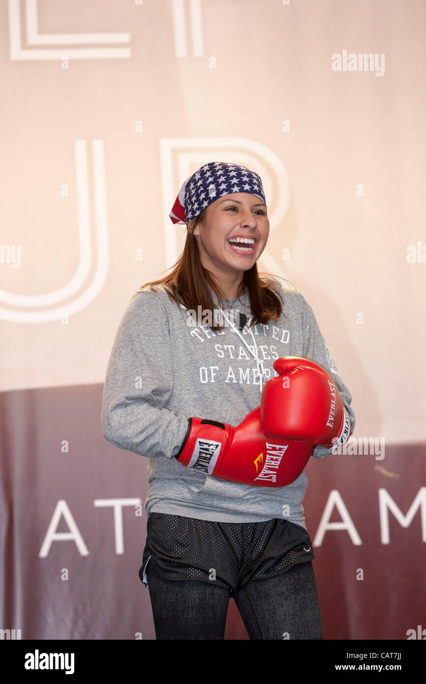 USA Olympic Boxing Team member Marlen Esparza participates in a boxing ...