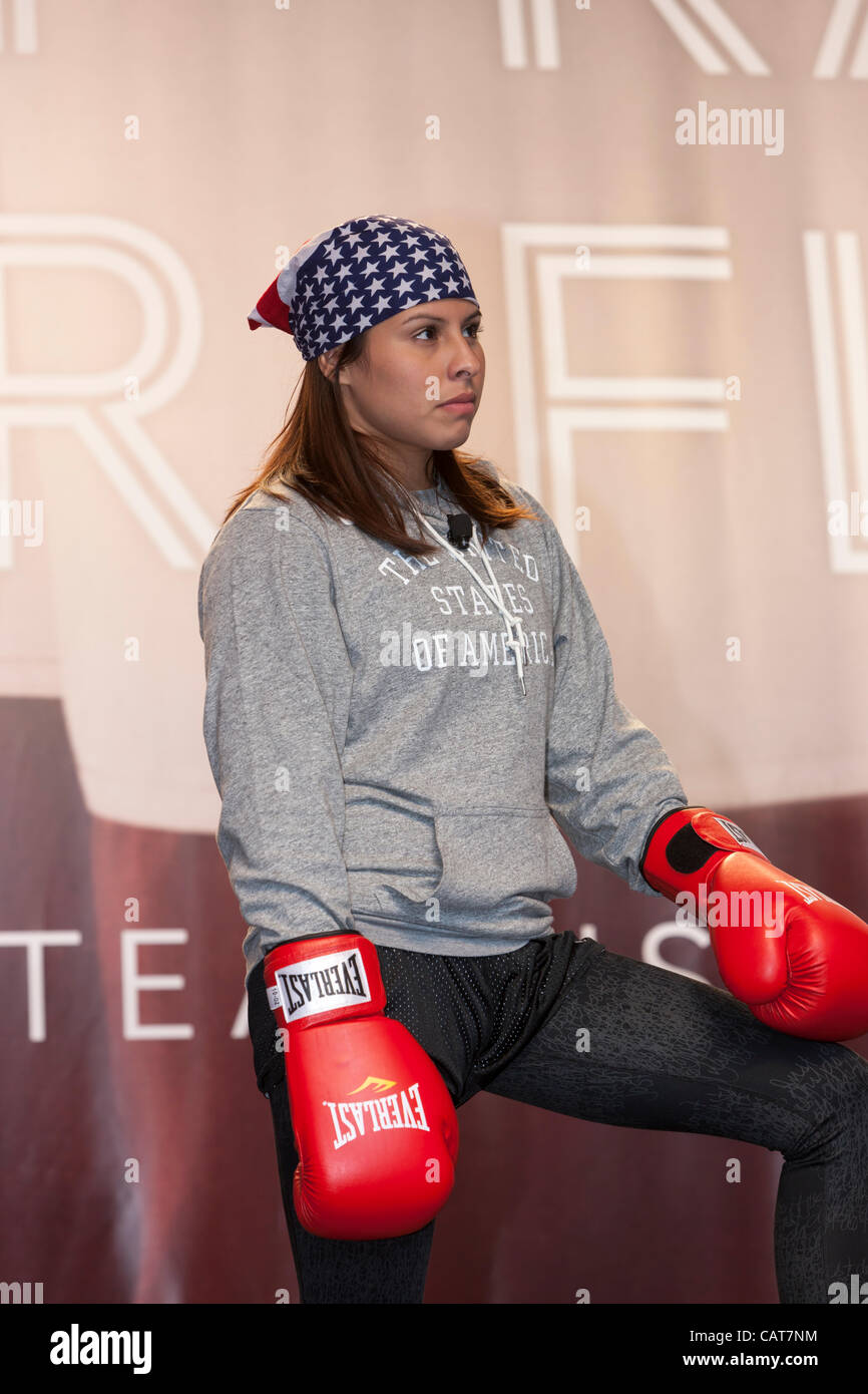 USA Olympic Boxing Team member Marlen Esparza participates in a boxing ...