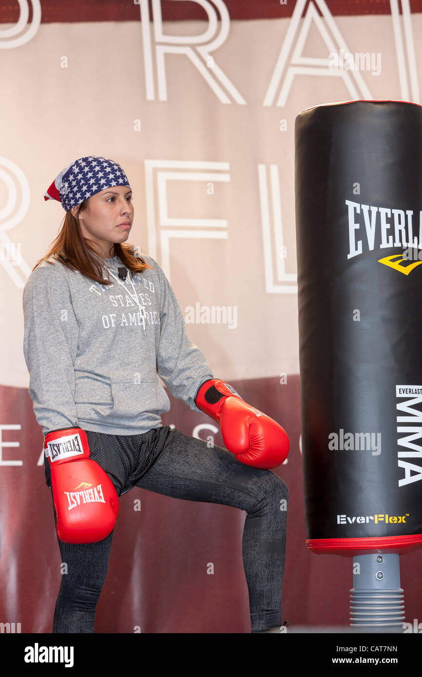 USA Olympic Boxing Team member Marlen Esparza participates in a boxing ...