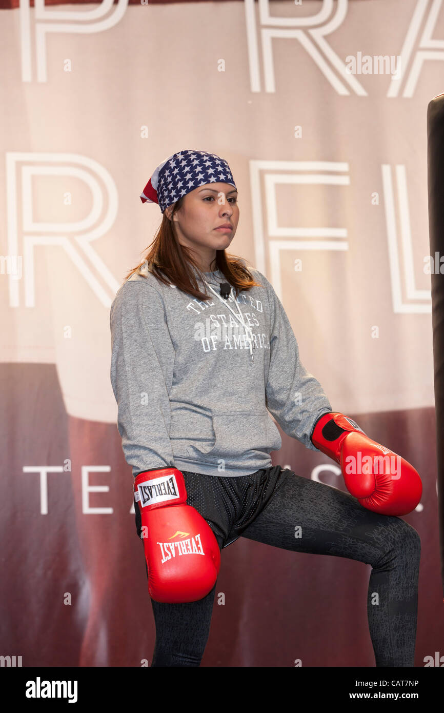 USA Olympic Boxing Team member Marlen Esparza participates in a boxing ...