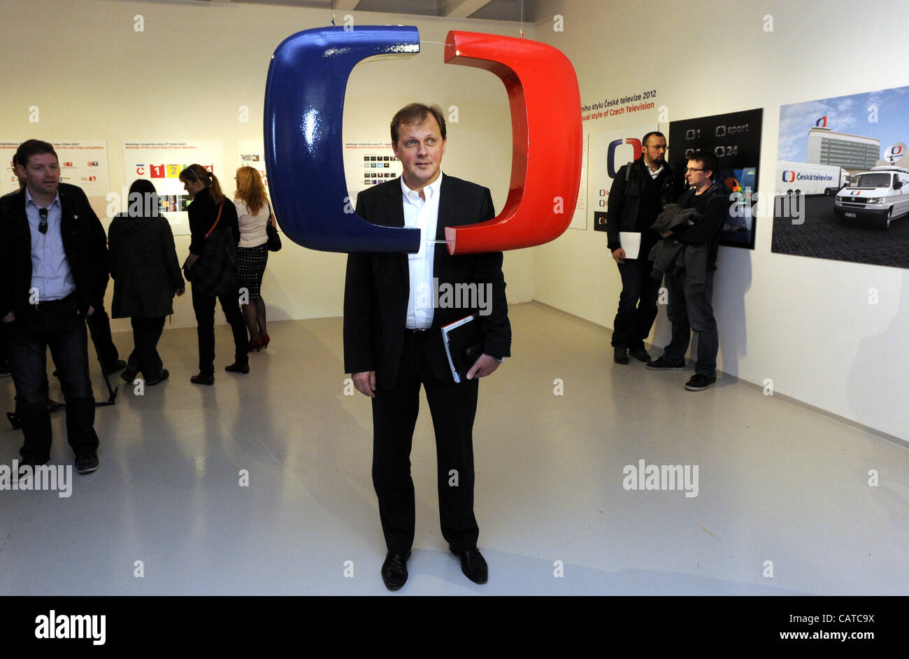General manager of Czech Television Petr Dvorak introduced a new logo ...