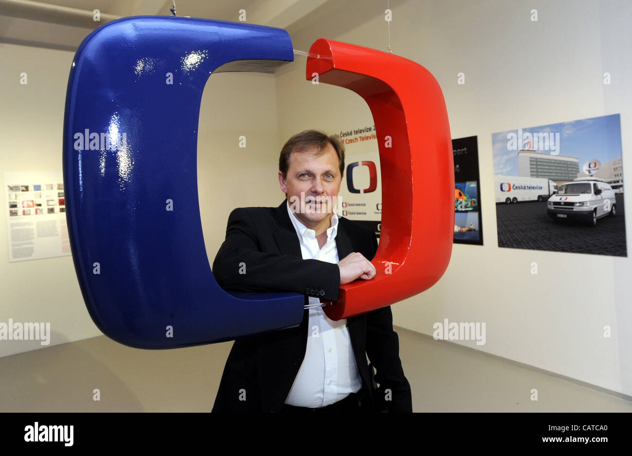 General manager of Czech Television Petr Dvorak introduced a new logo ...