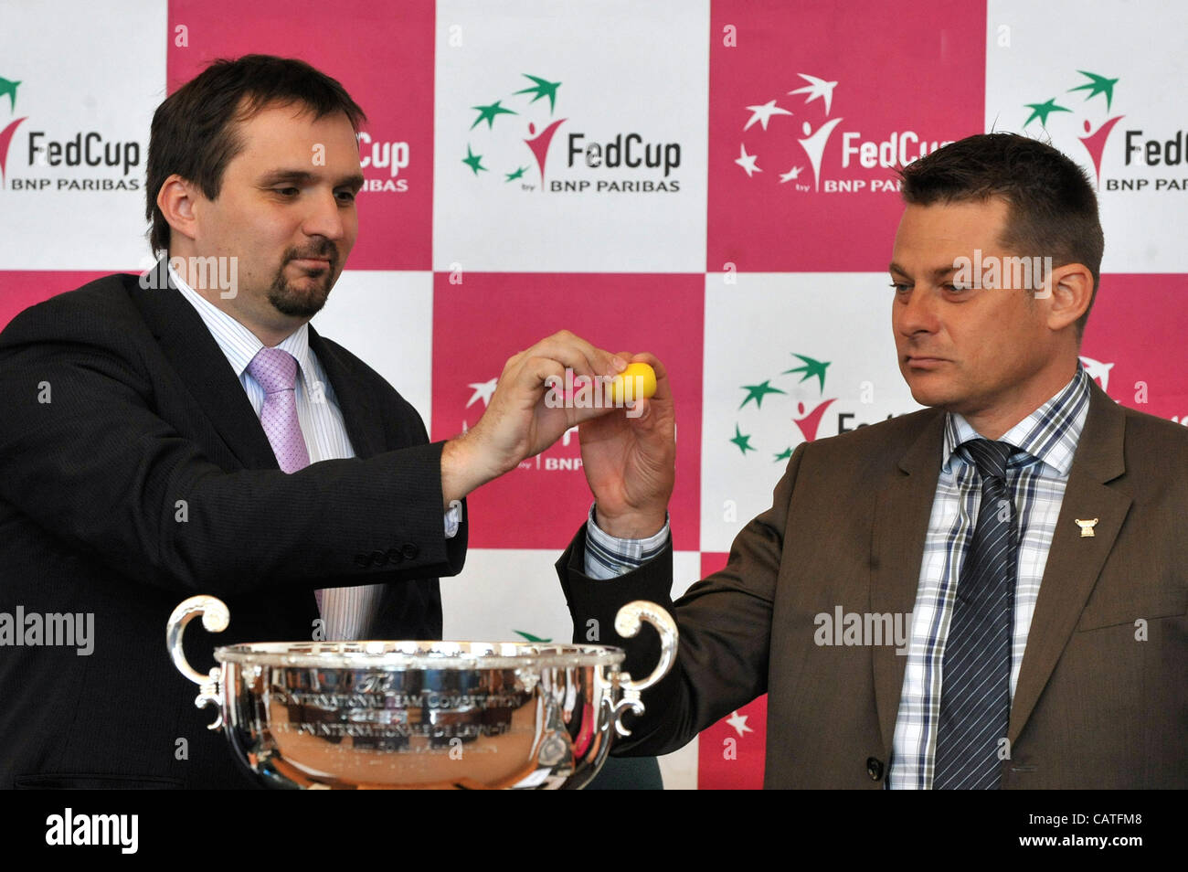 Deputy to the mayor of Ostrava Martin Stepanek (left) and main refferee ...