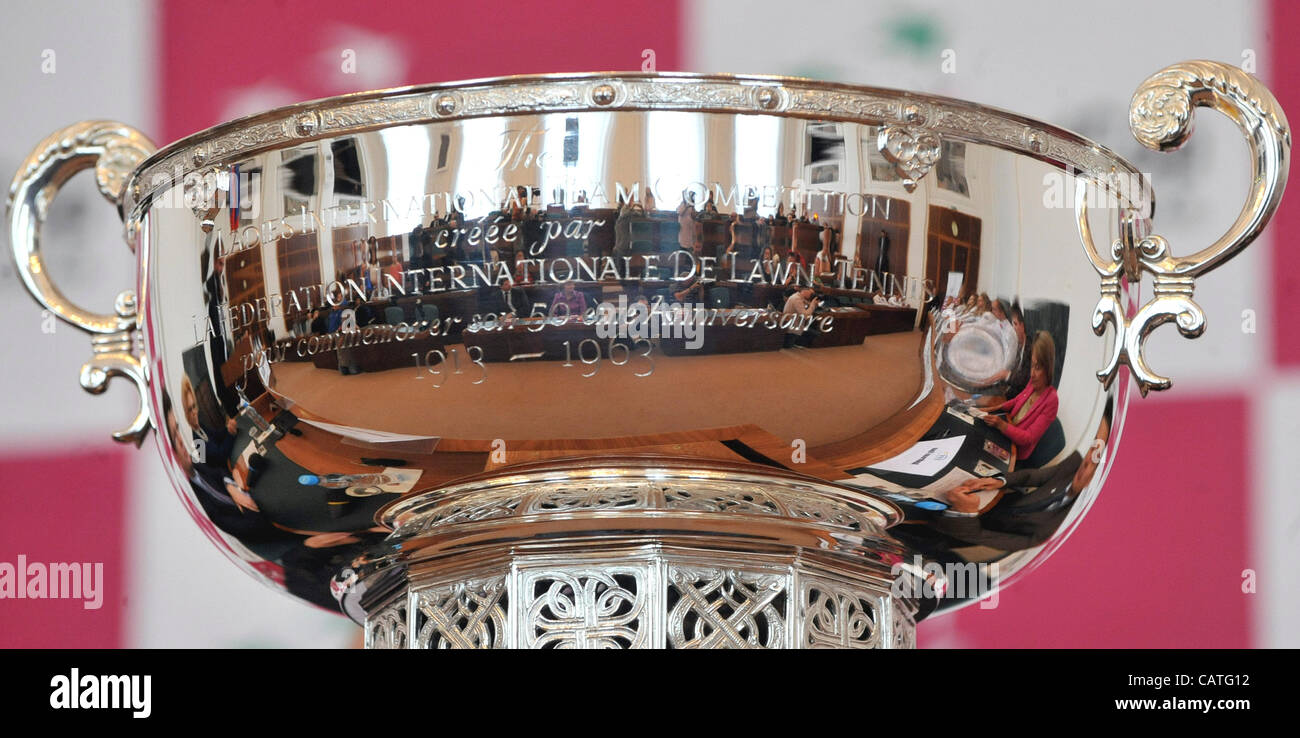 Fed Cup trophy pictured after the draw ceremony prior to the Fed Cup ...