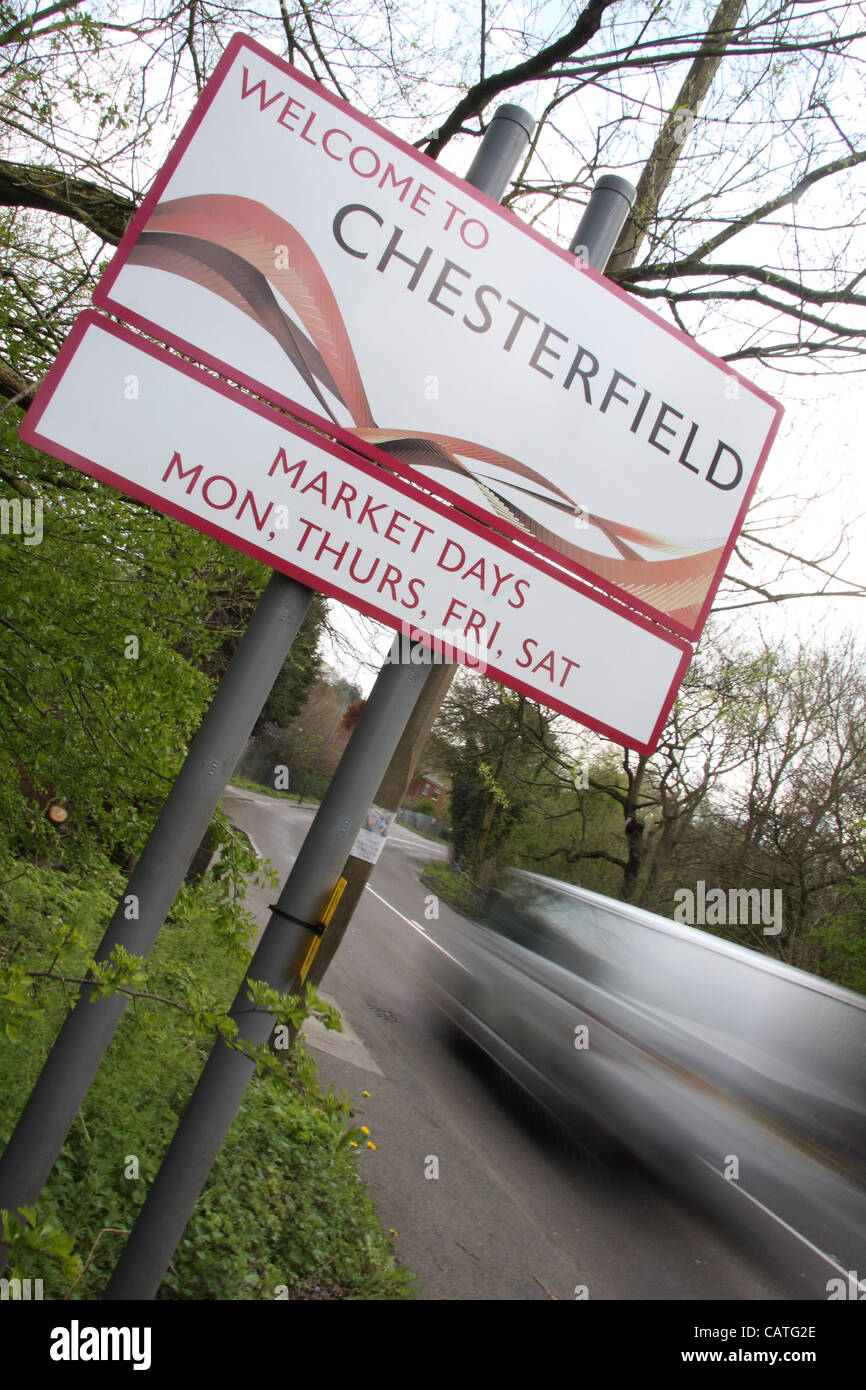 Welcome to Chesterfield signage, Chesterfield, Derbyshire, UK Stock ...