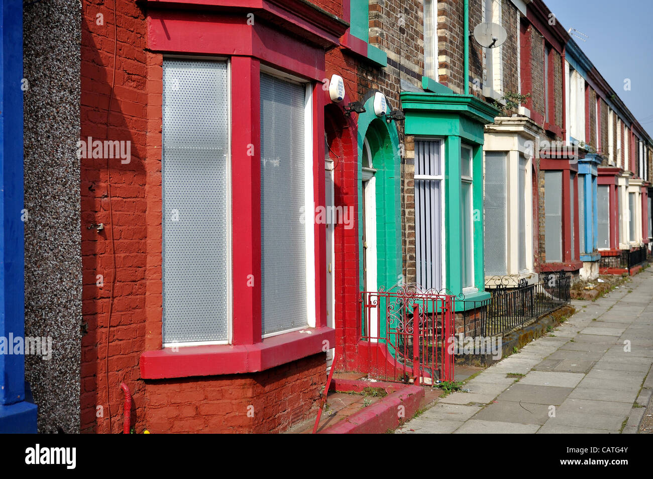 Abandoned Liverpool city terrace house street prior to regeneration ...