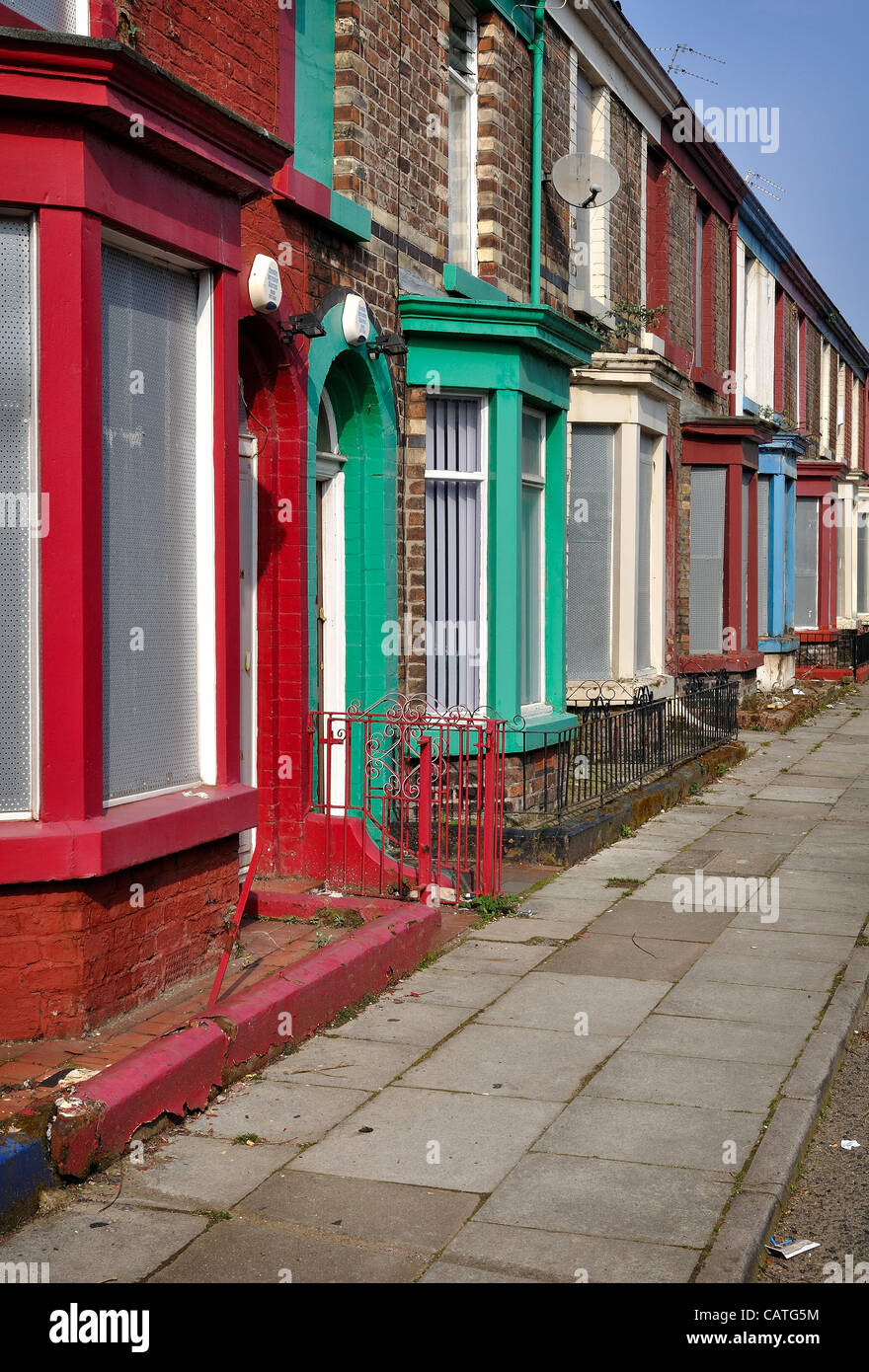 Abandoned Liverpool city terrace house street prior to regeneration ...