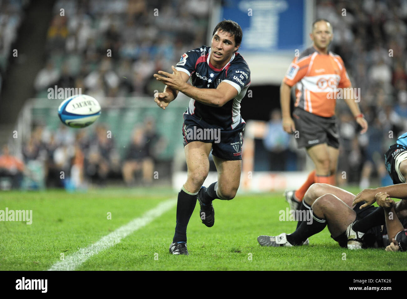 21.04.2012 Sydney, Australia.Rebels Scrum-half Nick Phipps in action ...