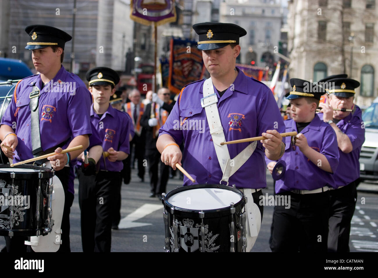 21/04/2012, London, UK – Members of the Orange Order, known as the ...