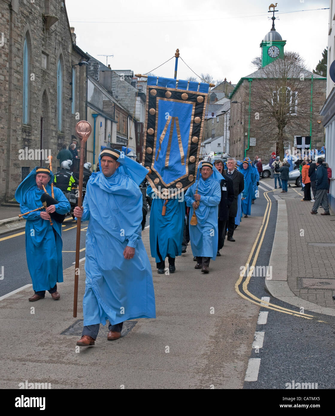 Cornish Bards in the procession through Fore Street, Camelford on ...