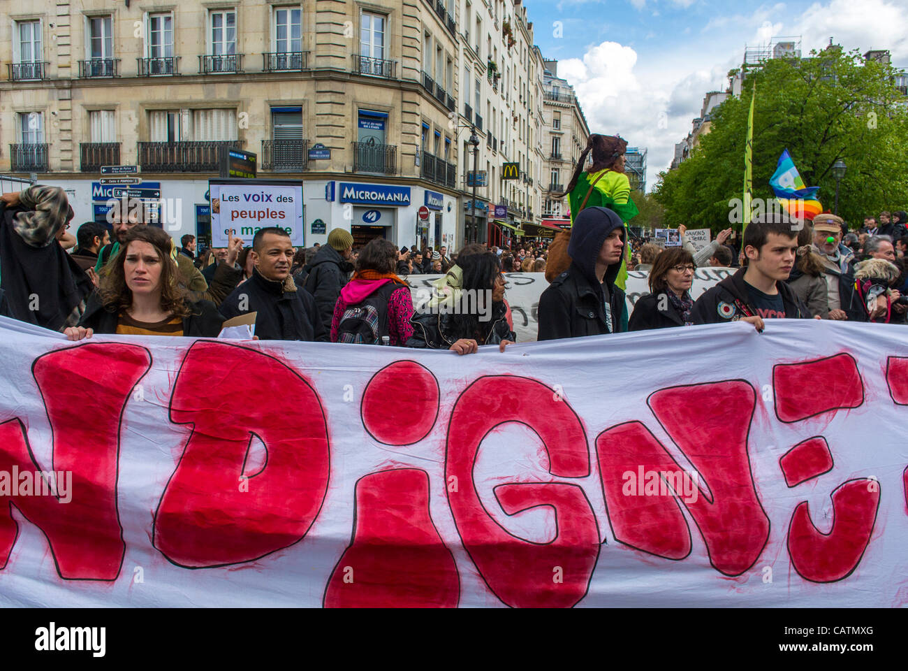 Paris, France, Crowd people, Front, Teenagers Demonstration, Protests ...