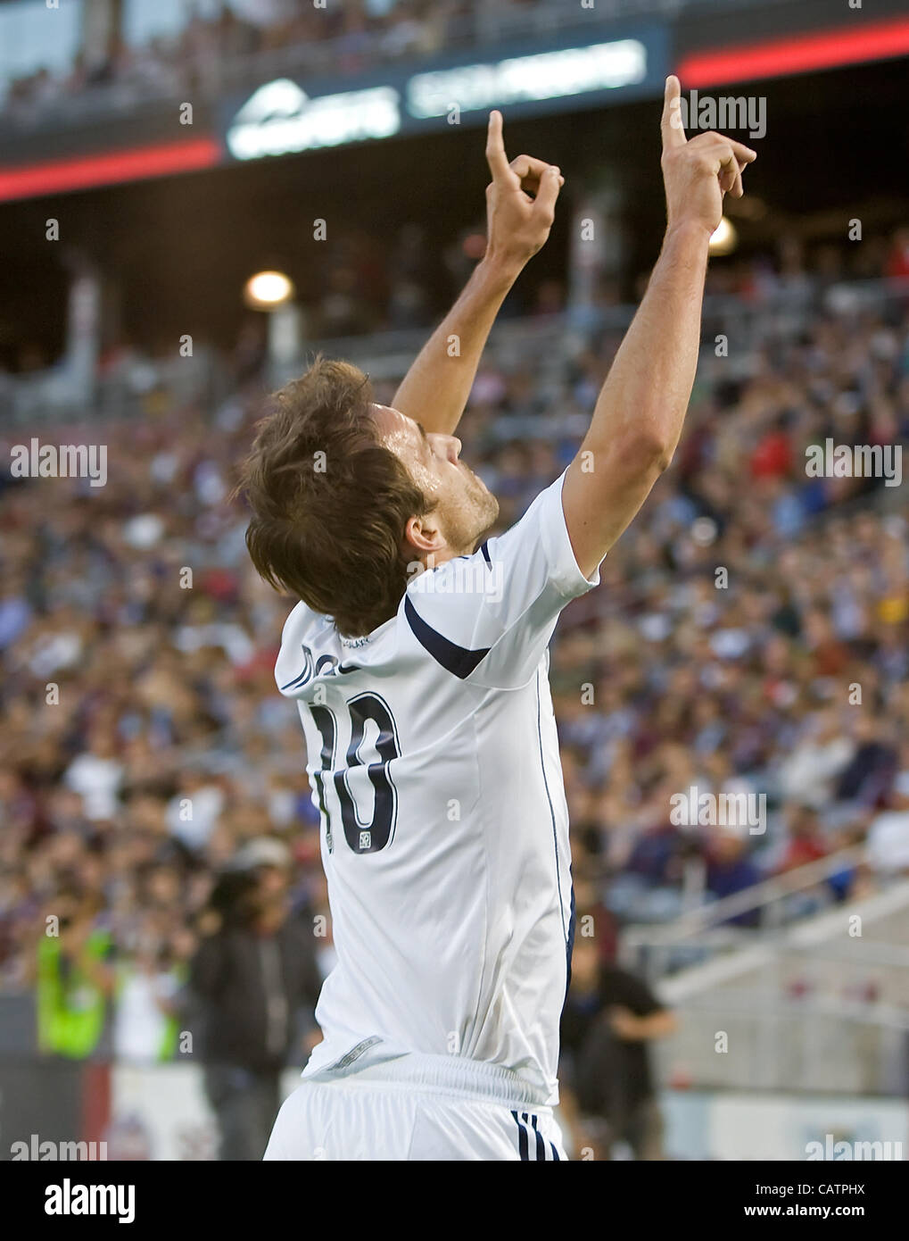 April 21, 2012 - Commerce, CO, USA - MIKE MAGEE, center, of the LA ...