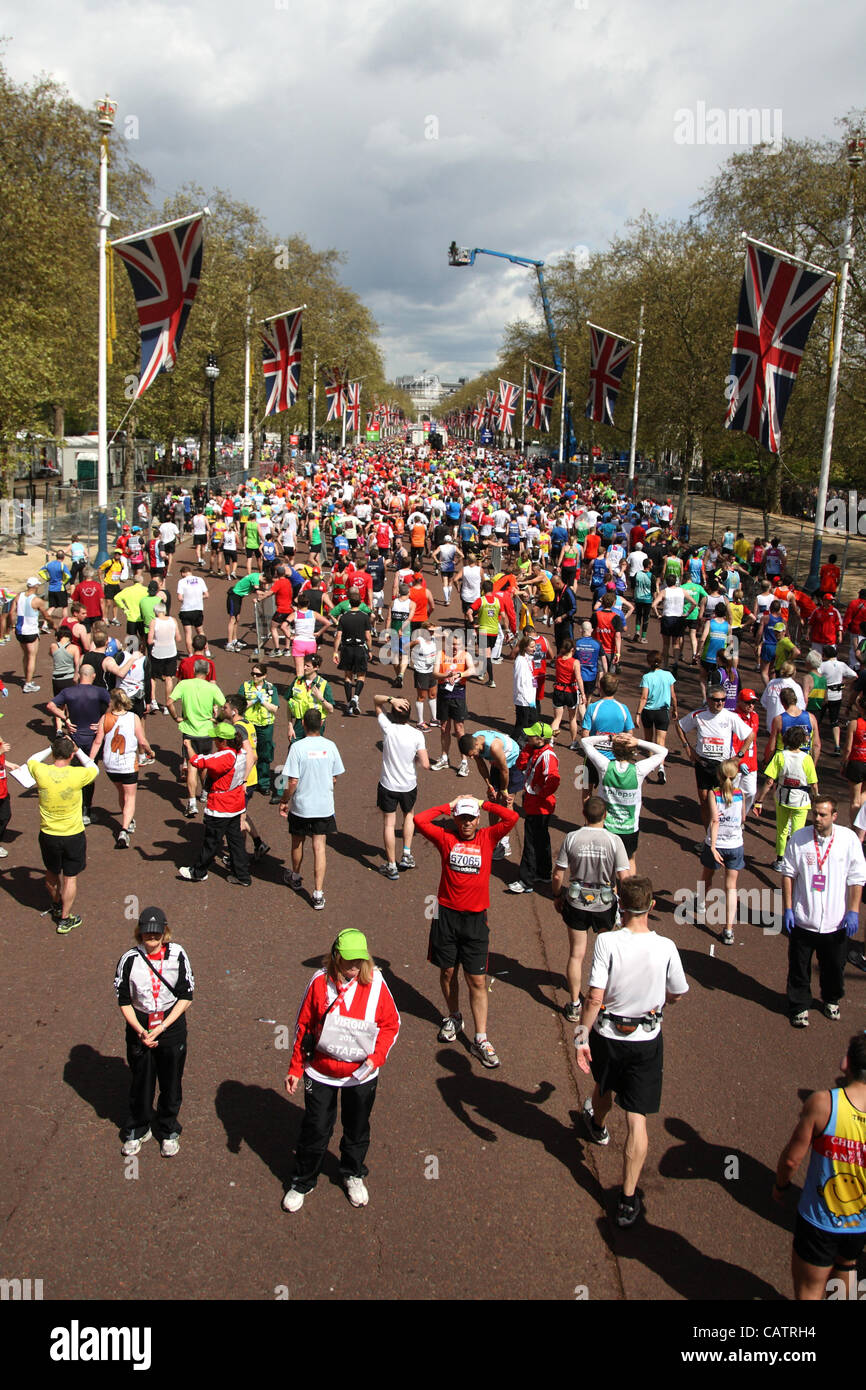 22.04.2012 London, England. Runners at the finishing line of the 2012 ...