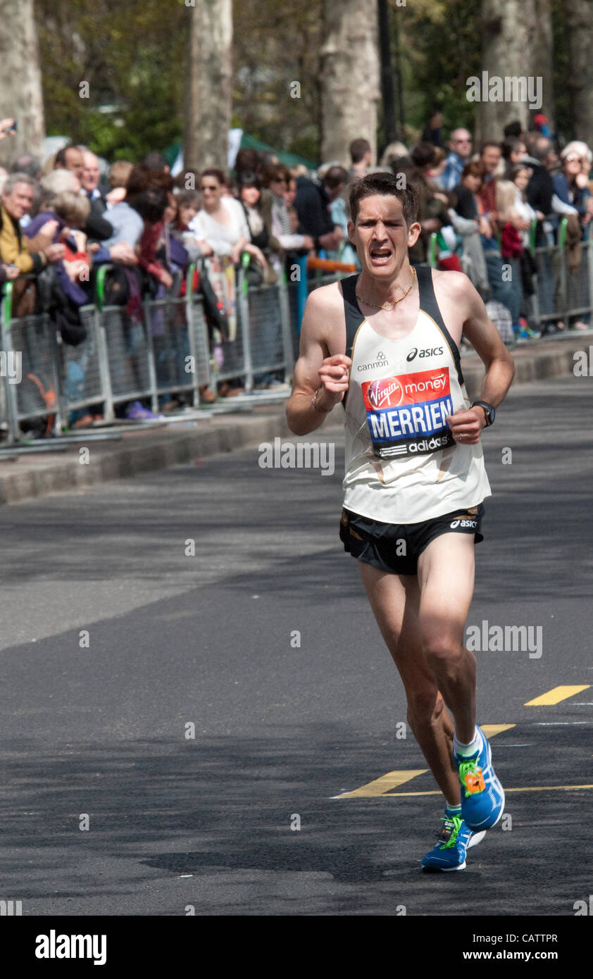 British runner Lee Merrien at the 25 mile point on Victoria Embankment ...