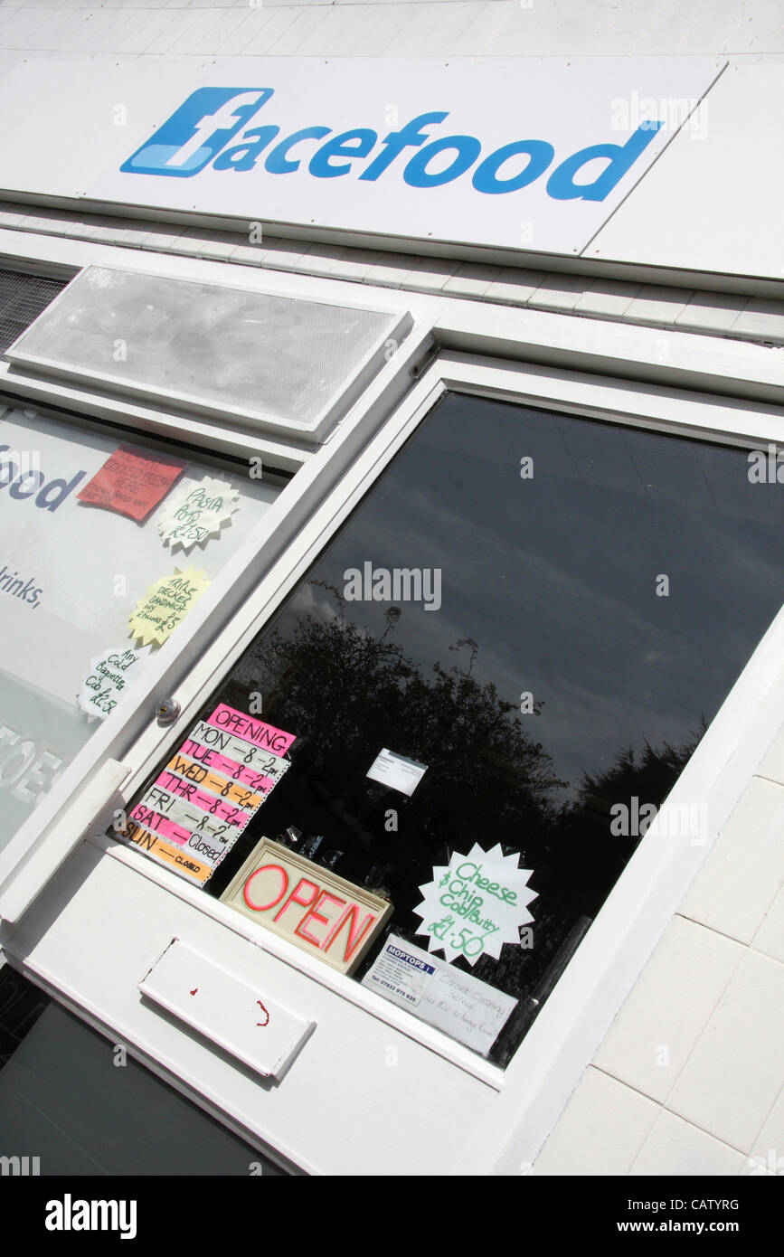 Facefood sandwich and burger bar, UK. Shop front displaying signage. 23 ...