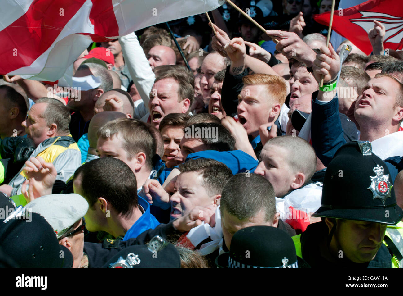 The English Defence League's March For England, in Brighton Stock Photo ...