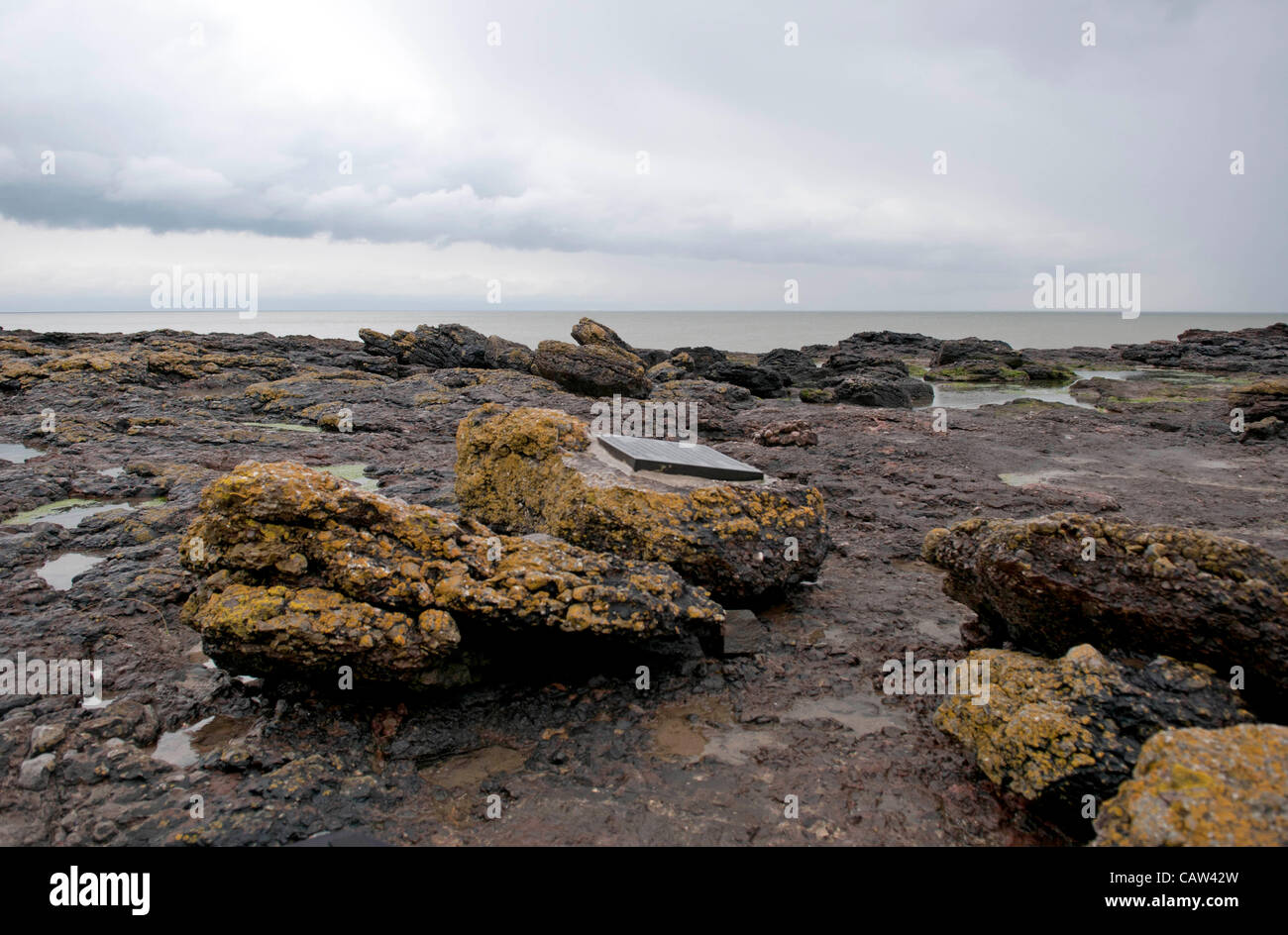 April 23rd 2012 - Porthcawl - UK : A memorial plaque marking the spot ...