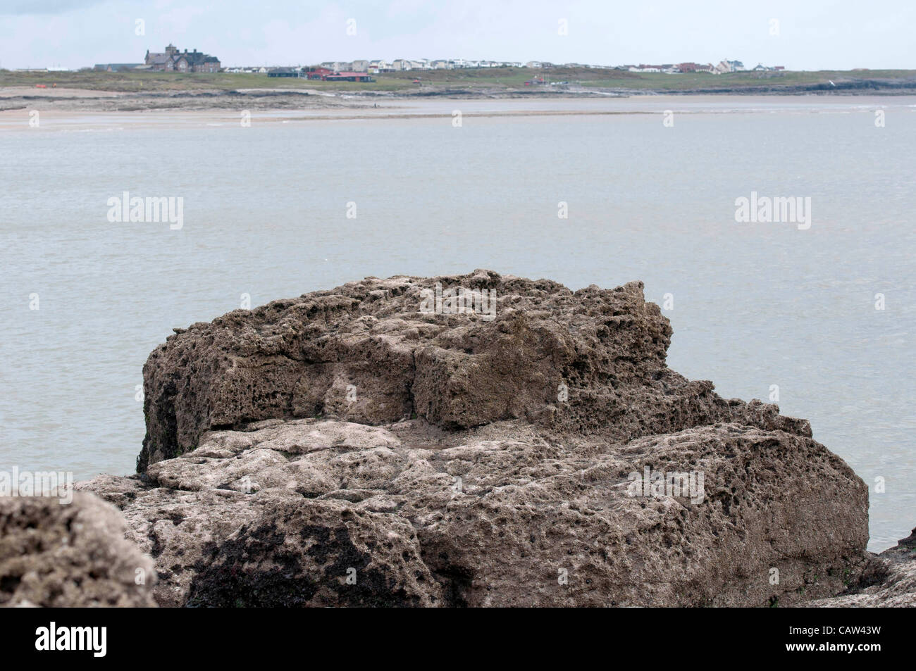 April 23rd 2012 - Porthcawl - UK : The jagged rocks of Sker Point which ...