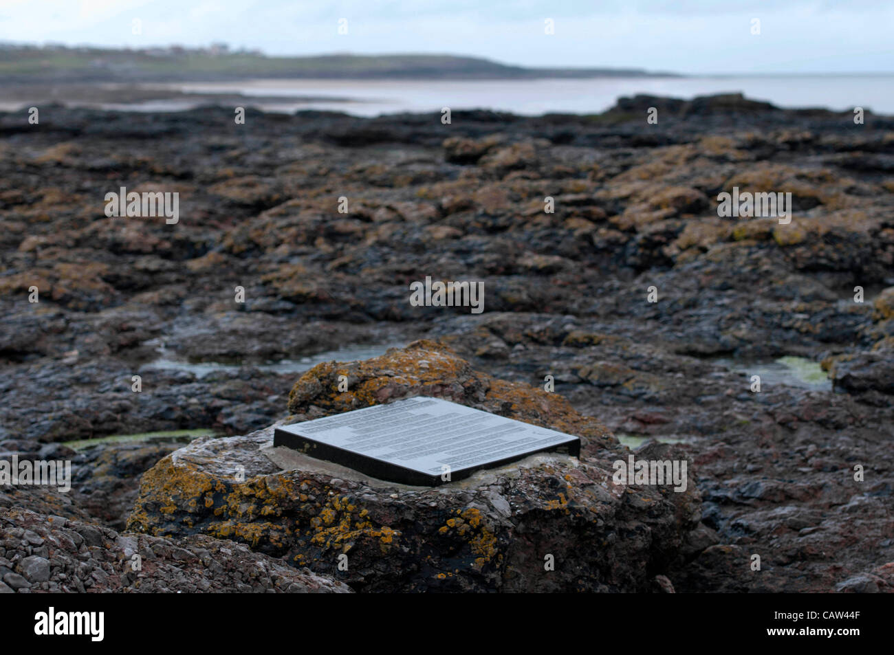 April 23rd 2012 - Porthcawl - UK : A memorial plaque marking the spot ...