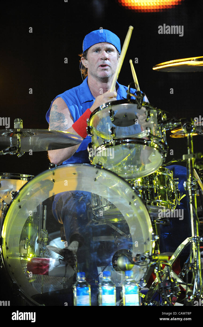 Apr. 04, 2012 - Raleigh, North Carolina; USA - Drummer CHAD SMITH of ...
