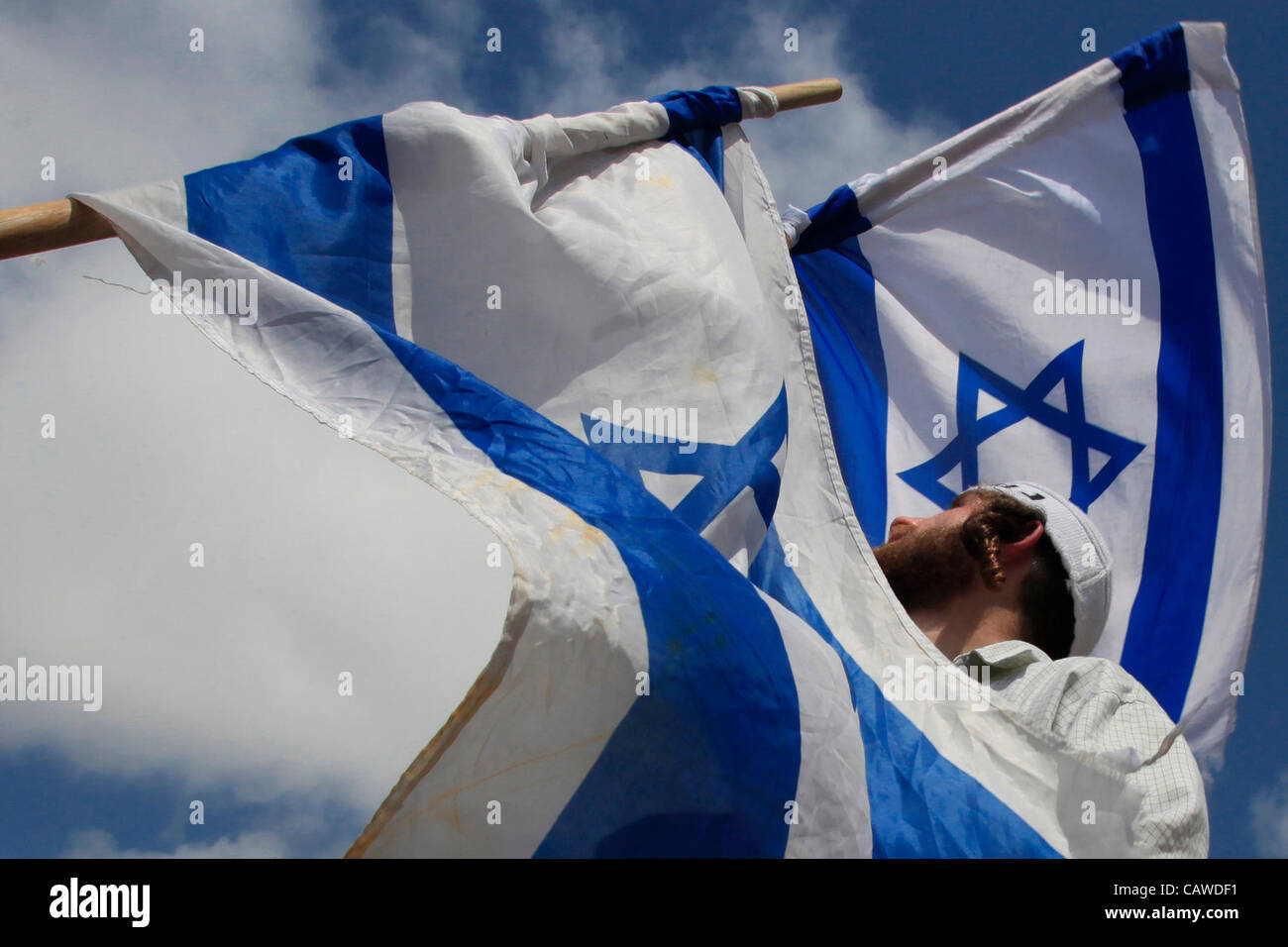 A religious Jew wearing typical large "Breslov" white knitted "Na ...