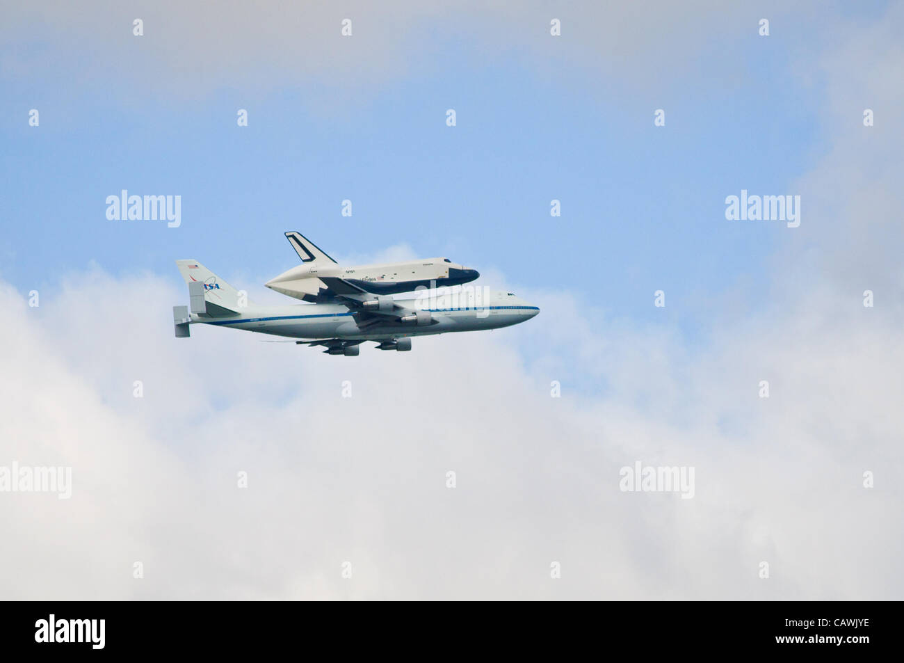 Space shuttle prototype "Enterprise"--atop the NASA 747 Shuttle Carrier ...