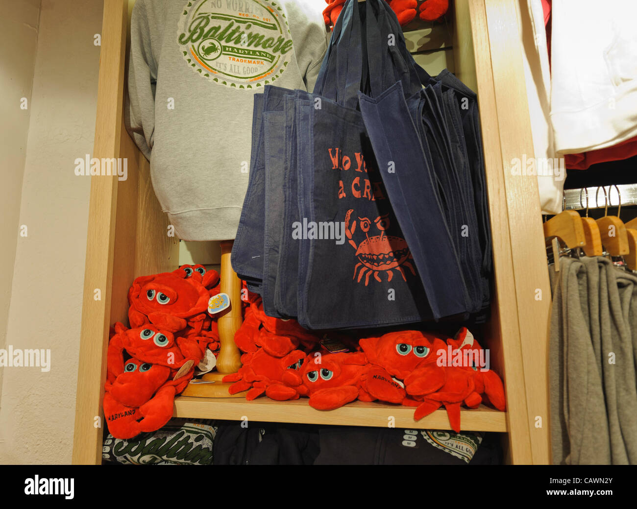 Souvenirs on display at a Harborplace Mall shop in the Pratt Street ...