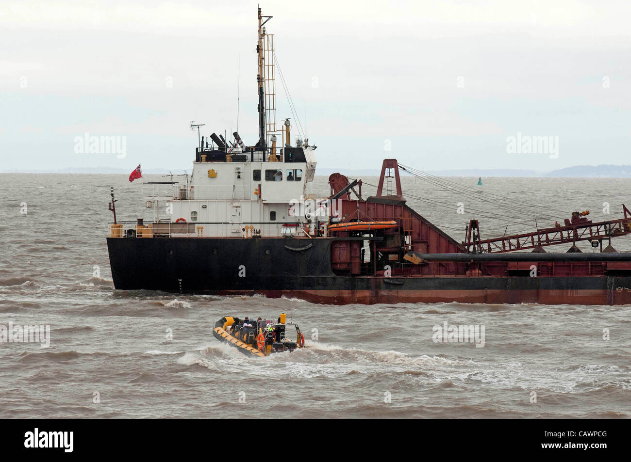 Cardiff - UK - 28th April 2012 - A pleasure speedboat draws alongside ...