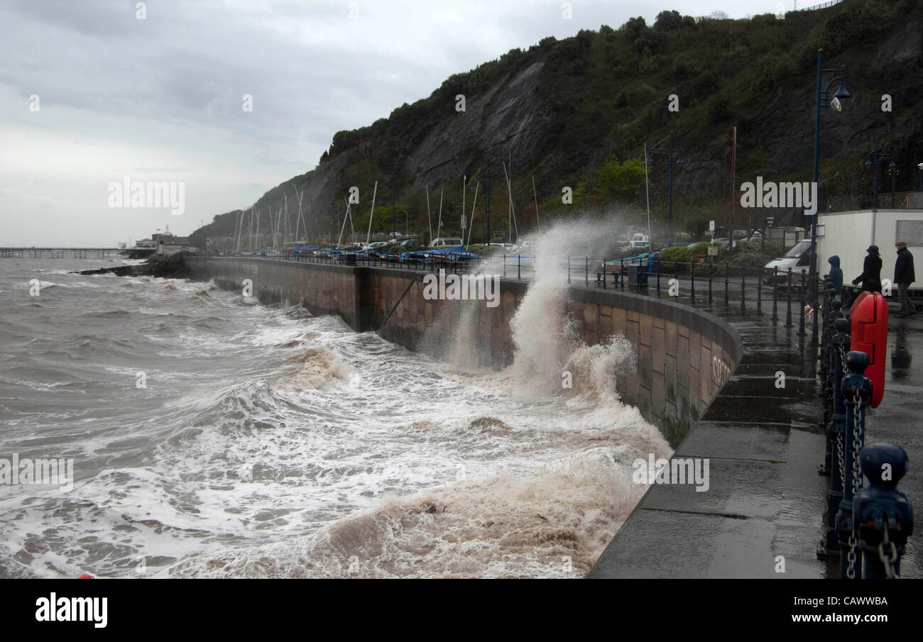 People watching the waves at the Knab Rock carpark in Mumbles near ...