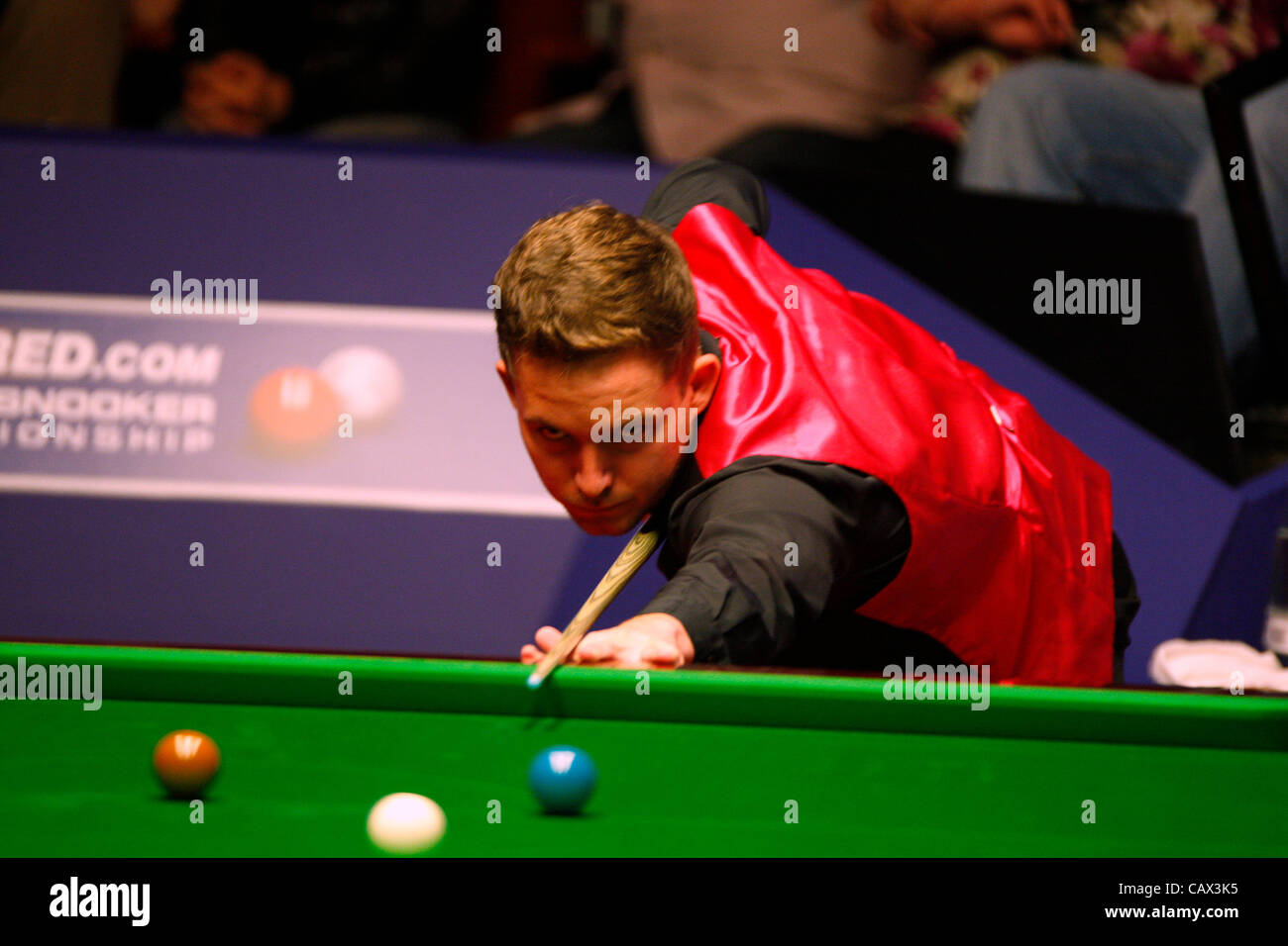 30.04.2012. Crucible, Sheffield, England. Jamie Jones (Wal) in action ...