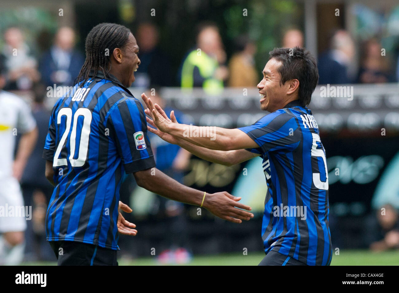 (L-R) Joel Obi, Yuto Nagatomo (Inter), APRIL 29, 2012 - Football / Soccer : Joel Obi of Inter ...