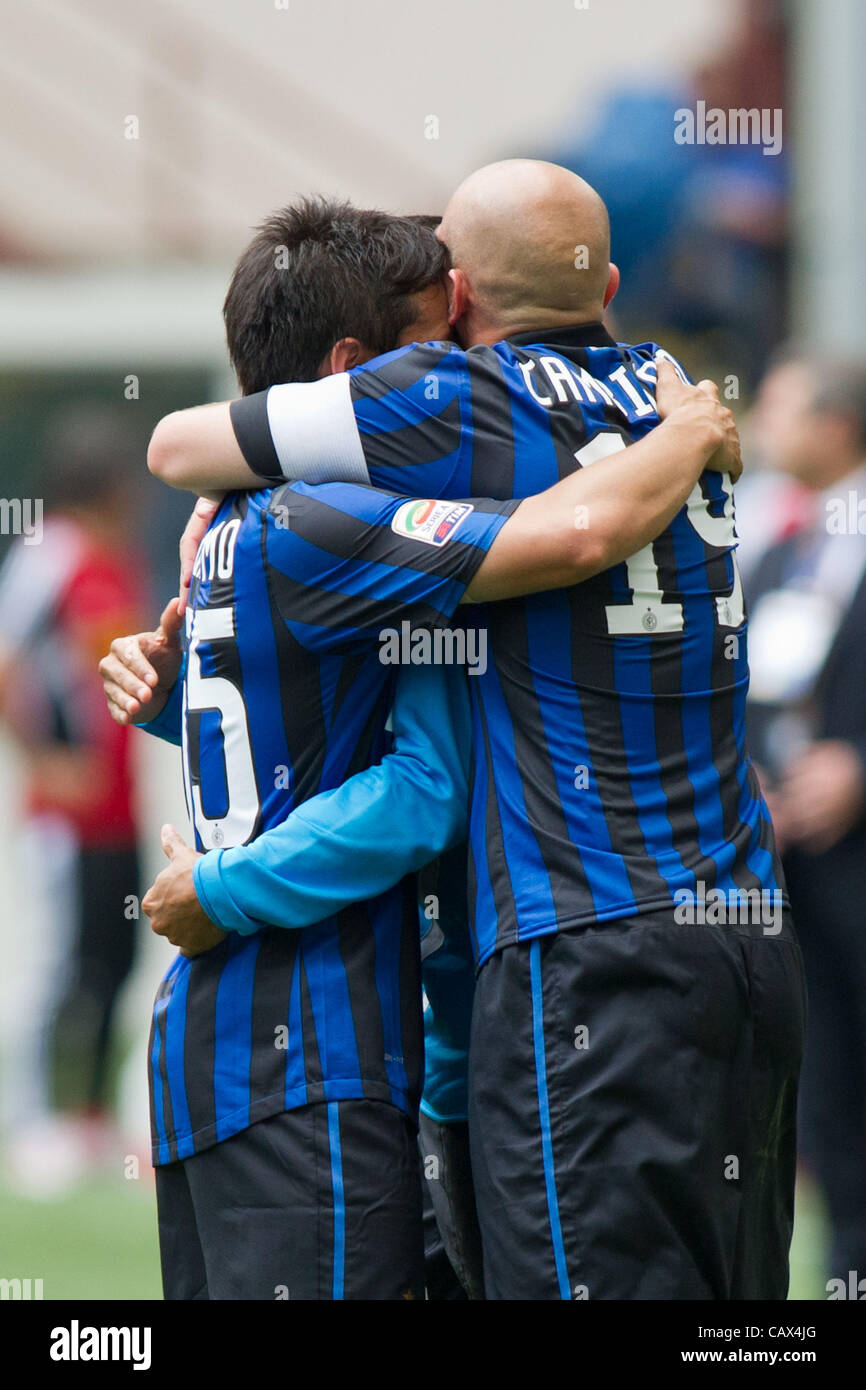 (L-R) Yuto Nagatomo, Esteban Cambiasso (Inter), APRIL 29, 2012 ...