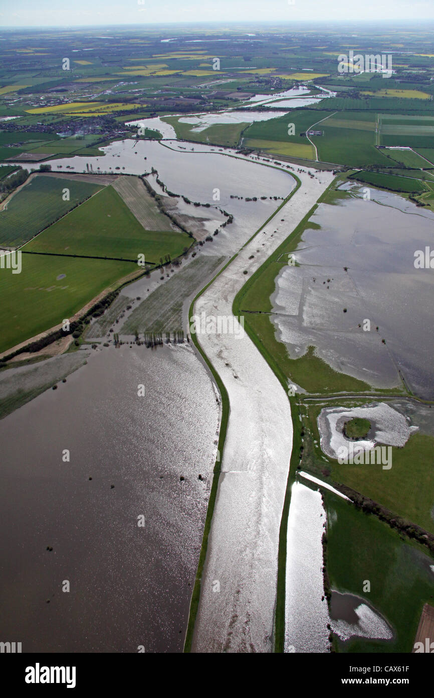 aerial view of Yorkshire's River Derwent floods, Yorkshire, UK Stock ...