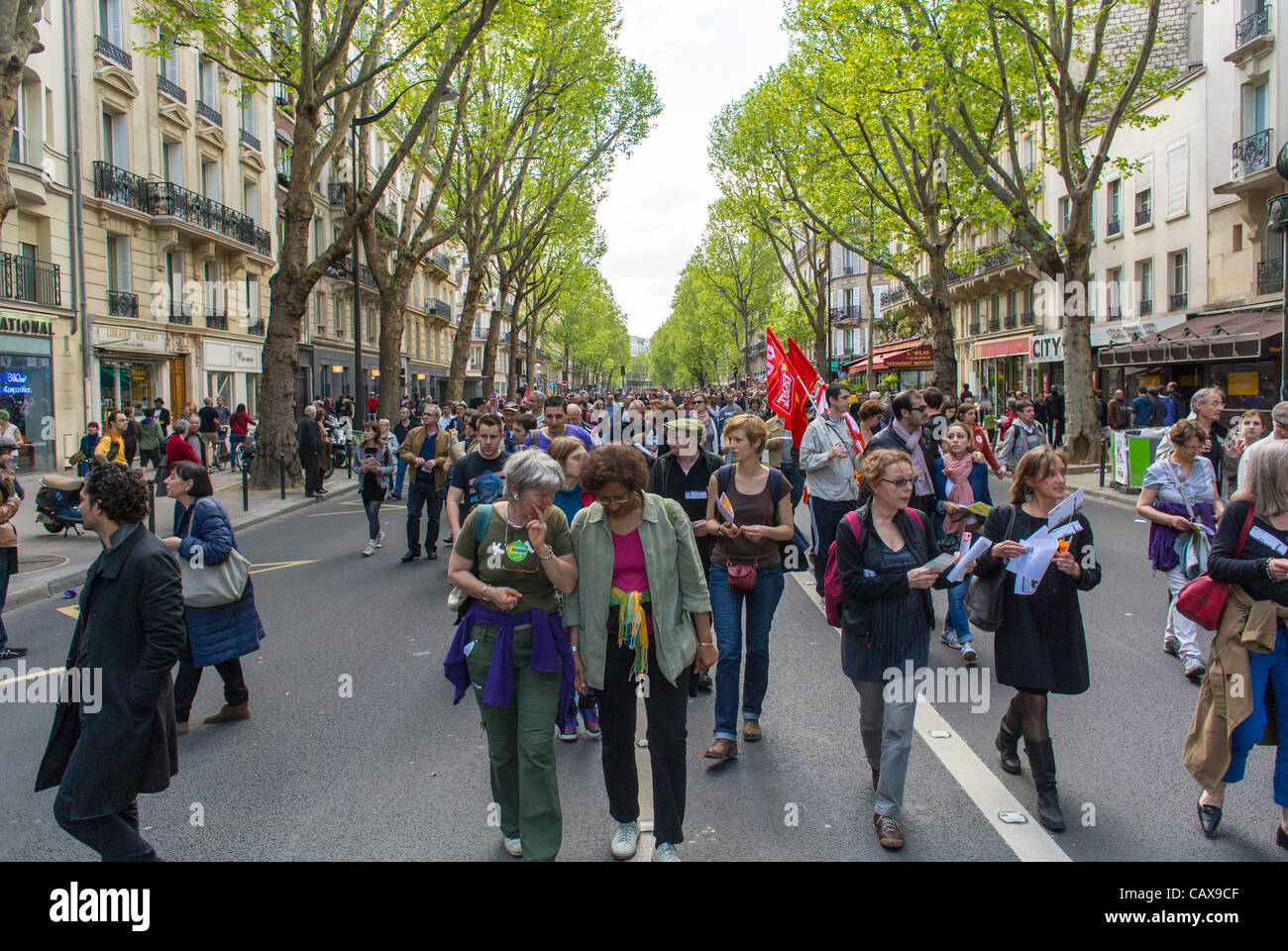 Paris, France, Large Crowd Scene, French Labor Unions Demonstrating in ...