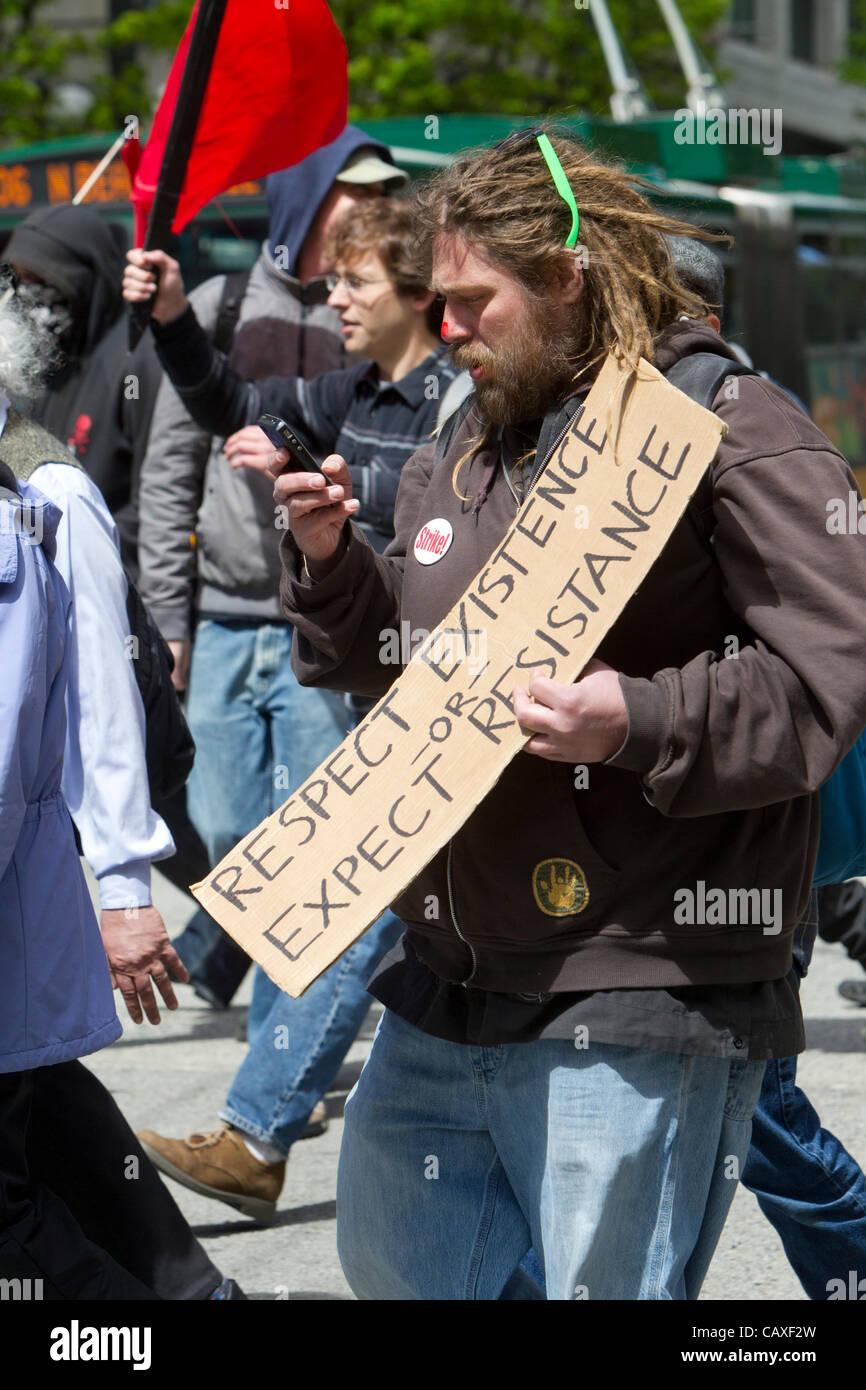 Protesters Marching, May Day Rally, May 1, 2012, Seattle, Washington ...