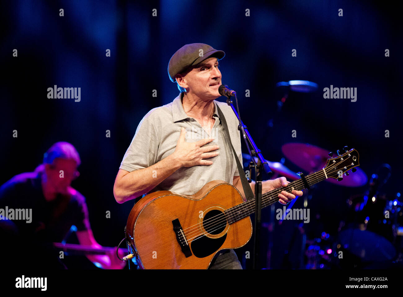 James Taylor pictured in concert at the Bozar Auditorium, Brussels ...