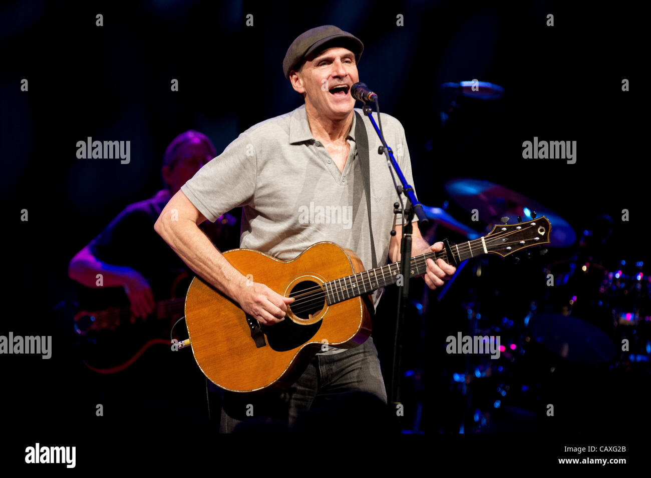 James Taylor pictured in concert at the Bozar Auditorium, Brussels ...
