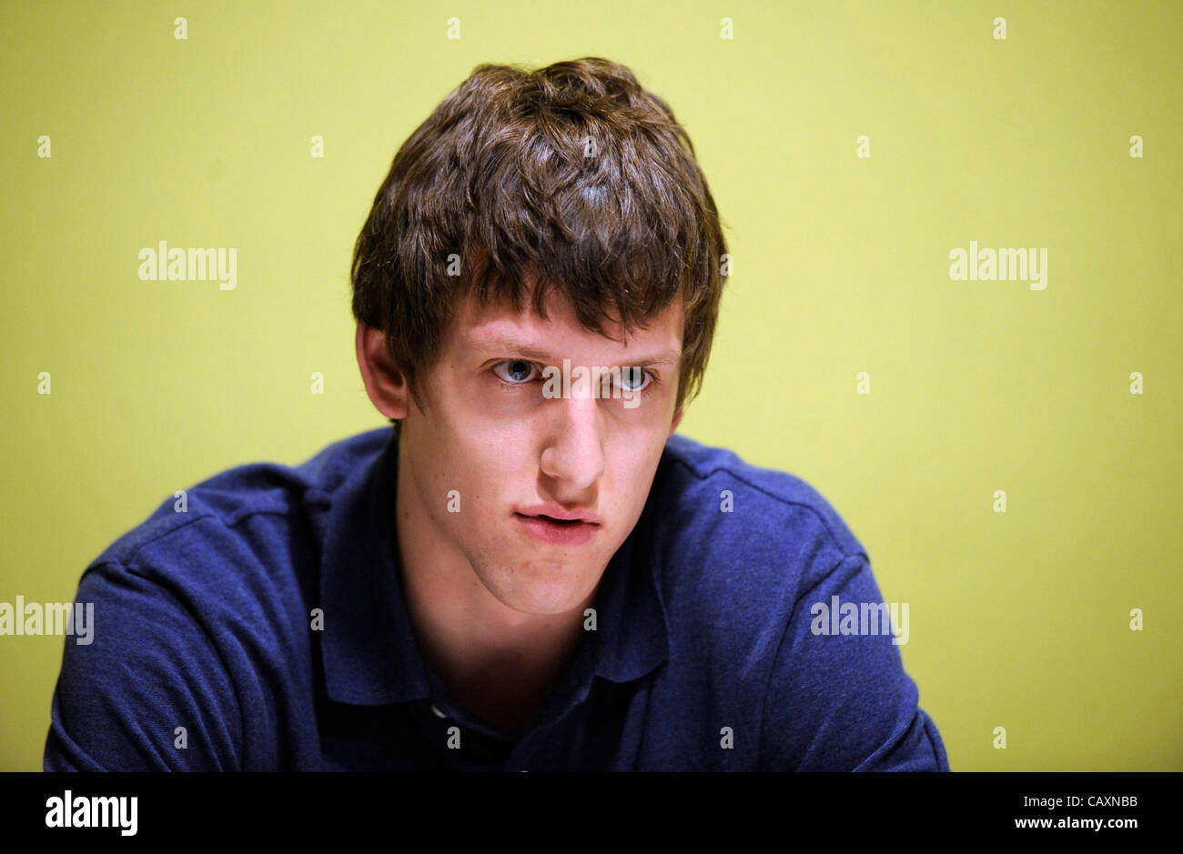 Washington Wizards' Jan Vesely from the Czech Republic speaks during ...
