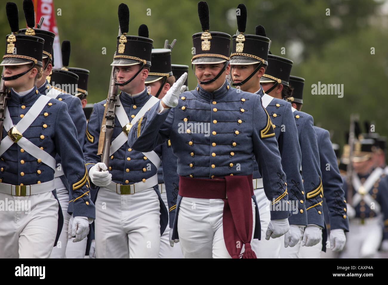 Underclassman at the Citadel parade past graduating seniors during the ...