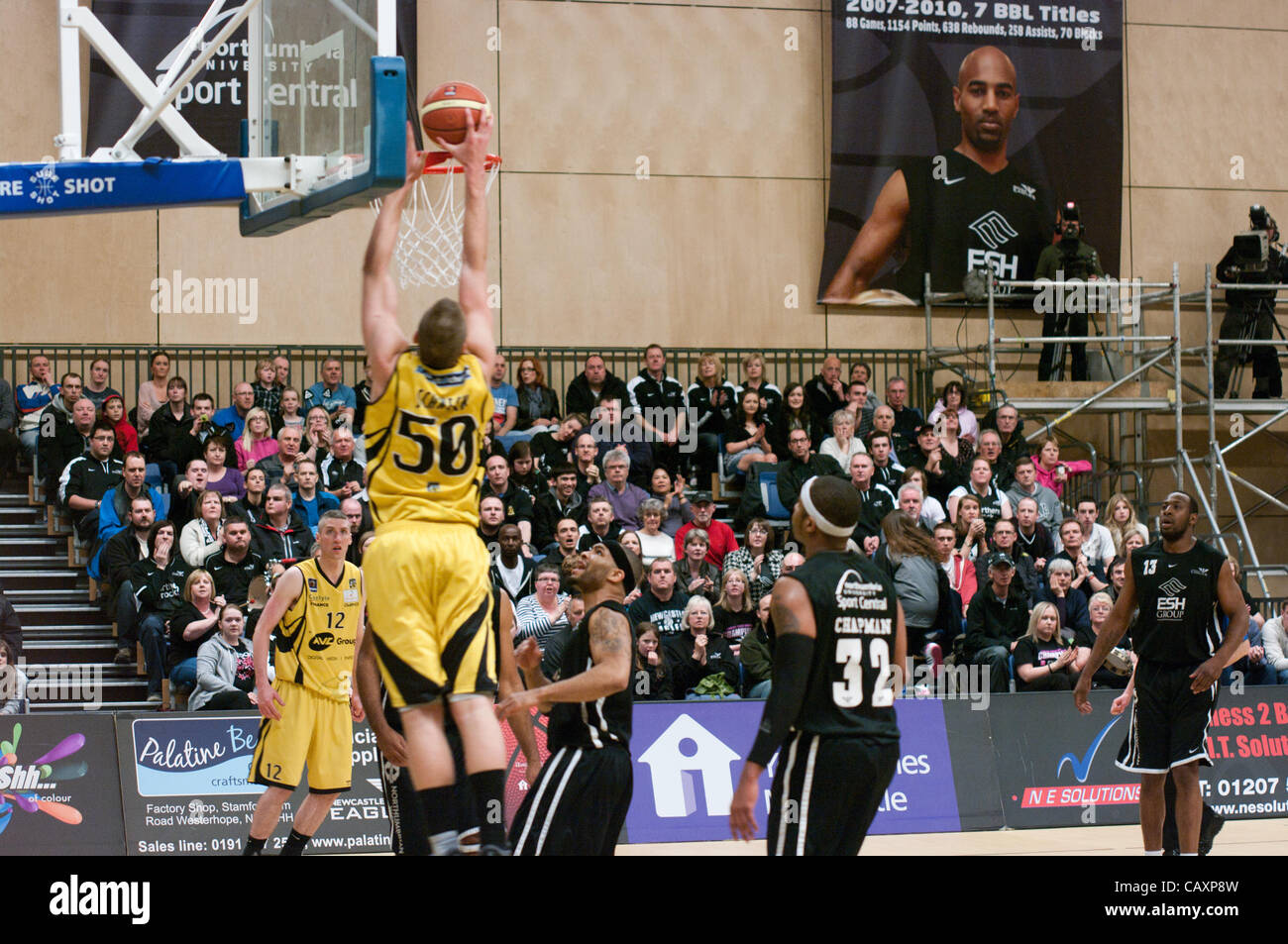 Sport Central, Newcastle, UK, 4 May 2016. Matthew Schneck, number 50 ...